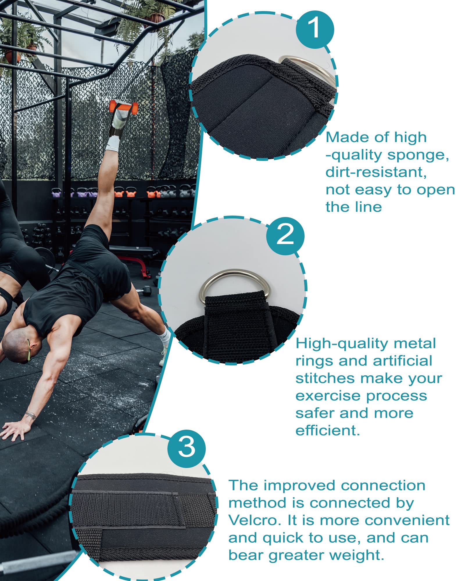 Ankle Straps Weight Lifting Shoe Attachment, Kickback Ankle Attachments Strap for Cable Machine Working Out, Foot Weights for Exercise, Gym Ankle Straps(BLACK)