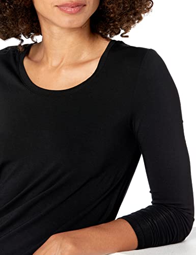 Amazon Essentials Women's Jersey Relaxed-Fit Long-Sleeve Scoopneck Swing Tunic (Previously Daily Ritual), Black, X-Large