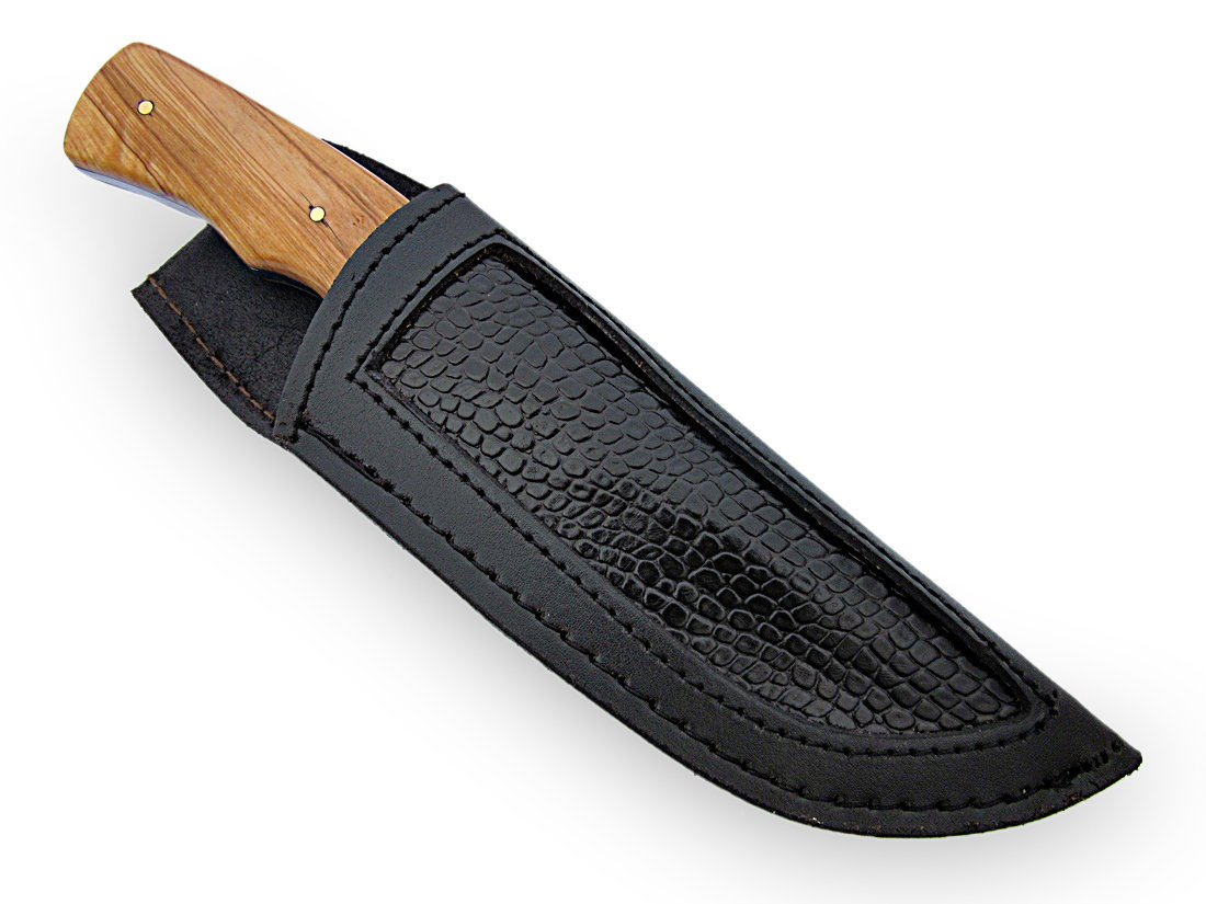 AishaTech Colt Hand Crafted Hunting Knife Damascus Steel Blade Wood Handle