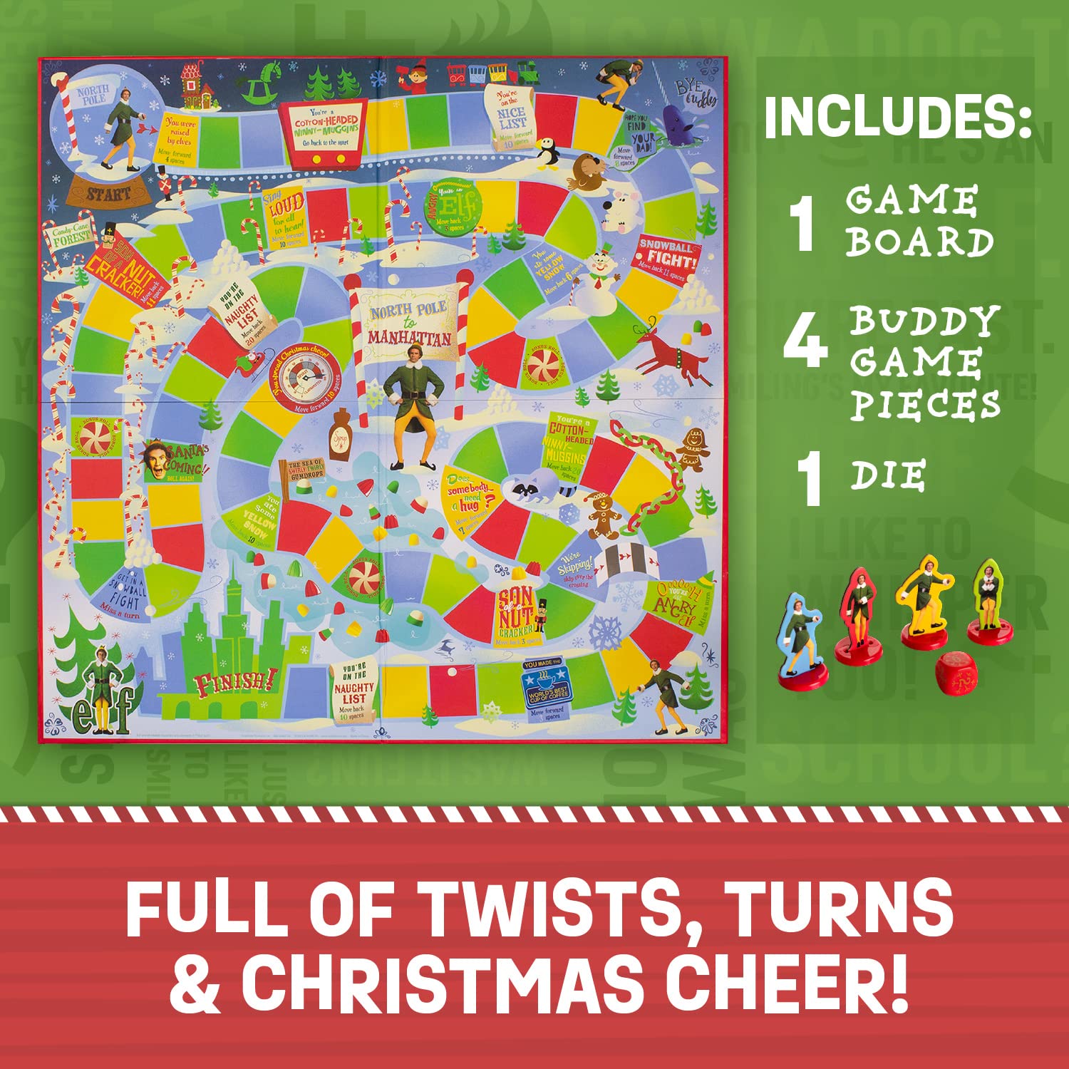 Paladone Buddy The Elf Game - 2-4 Players - Ages 8+ - Christmas Board Game Officially Licensed Elf Movie Merchandise