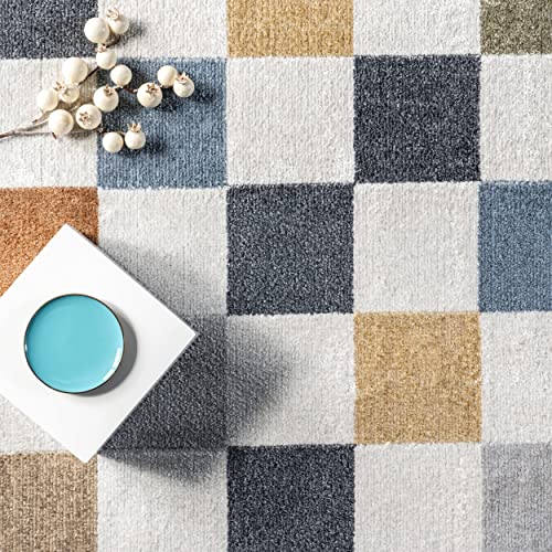 nuLOOM Naya Checkered Machine Washable Area Rug, 4x6, Beige