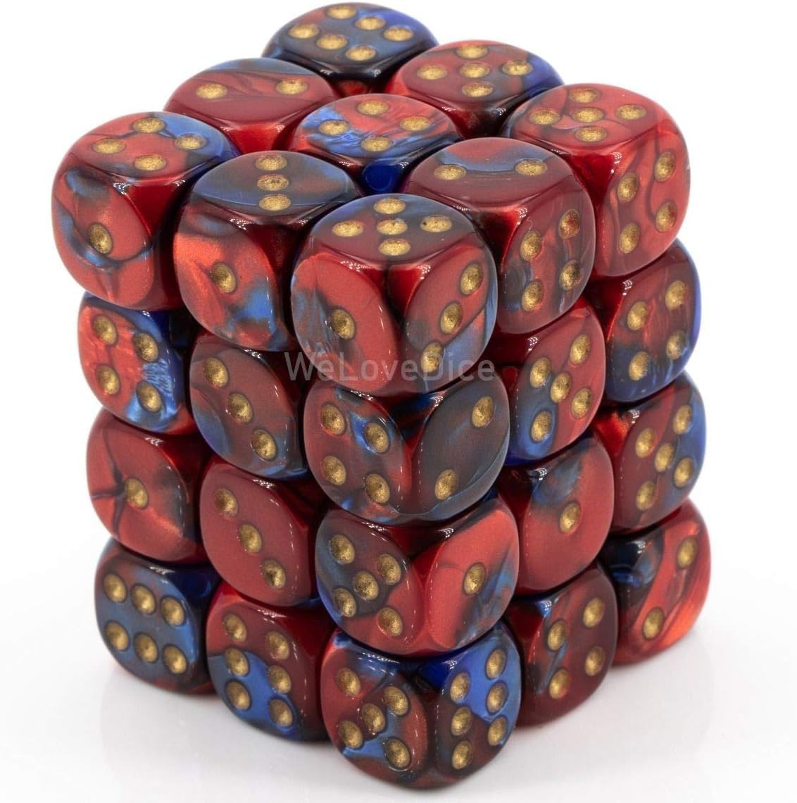 Chessex DND Dice Set D&D Dice-12mm Gemini Blue, Red, and Gold Plastic Polyhedral Dice Set-Dungeons and Dragons Dice Includes 36 Dice β D6