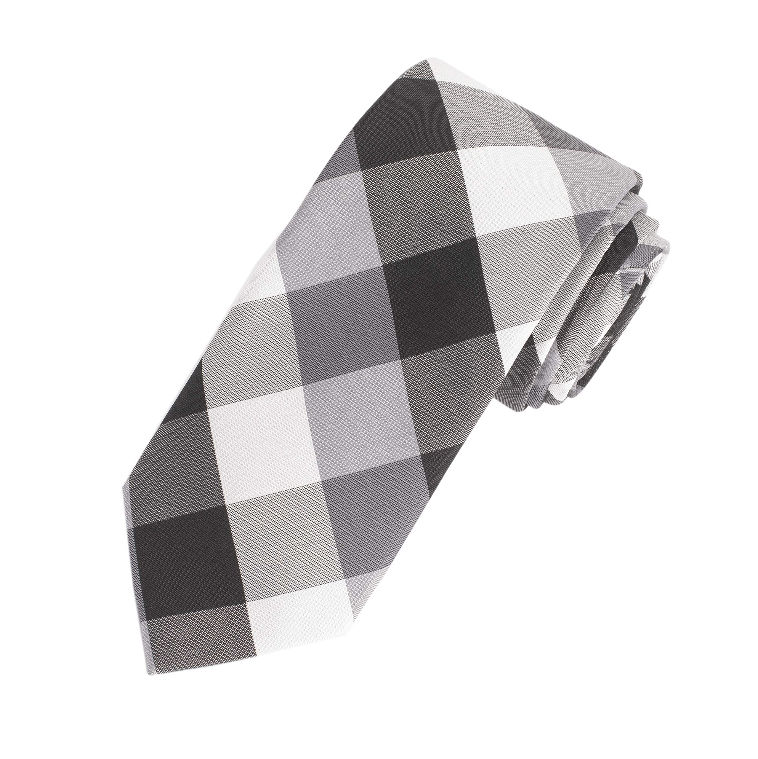 Amazon Essentials Men's Plaid Necktie, Black, One Size