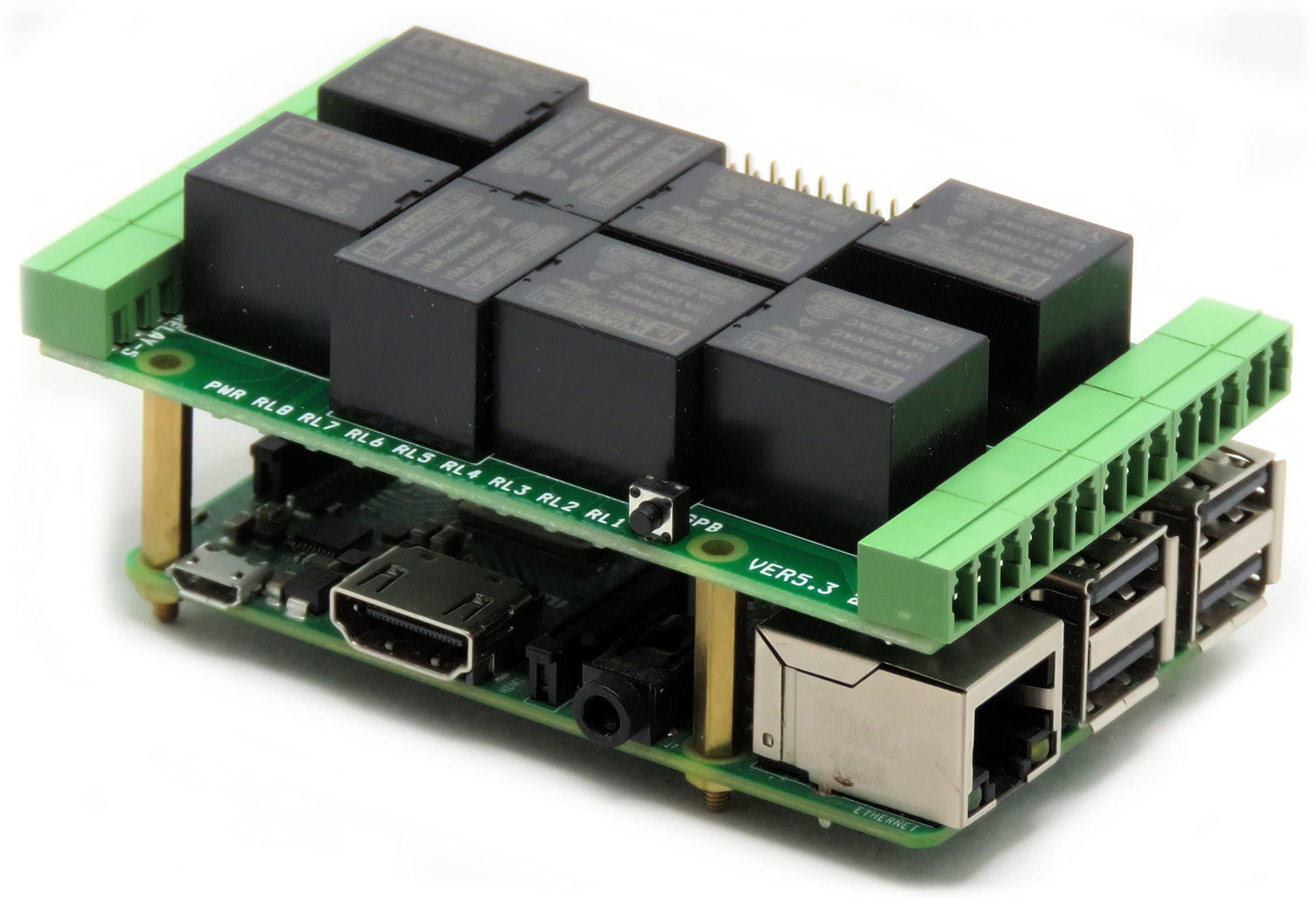 Eight RELAYS 8-Layer Stackable HAT for Raspberry Pi