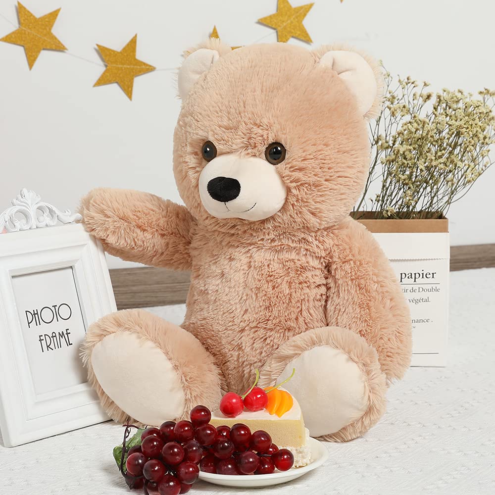 Tezituor Teddy Bear Stuffed Animal, Small 18 inch Teddy Bear Cute Plush Bear, Christmas Birthday Valentines Day Teddy Bear Gift for Girlfriend Girl Boy, Tan