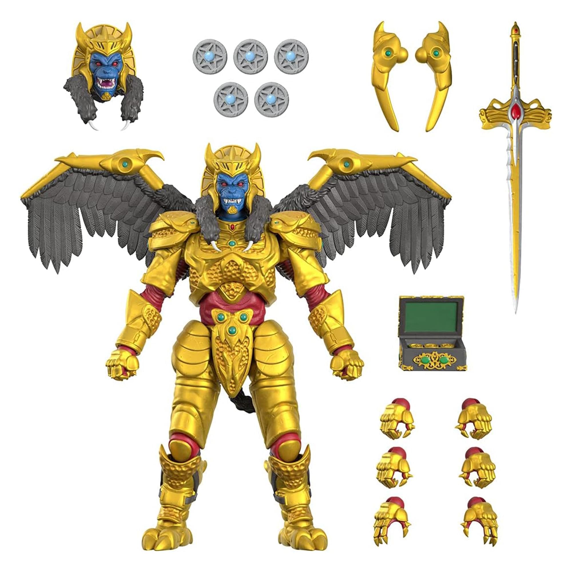 Super7 ULTIMATES! Mighty Morphin Power Rangers Goldar - 8" Power Rangers Action Figure with Accessories Classic TV Show Collectibles and Retro Toys