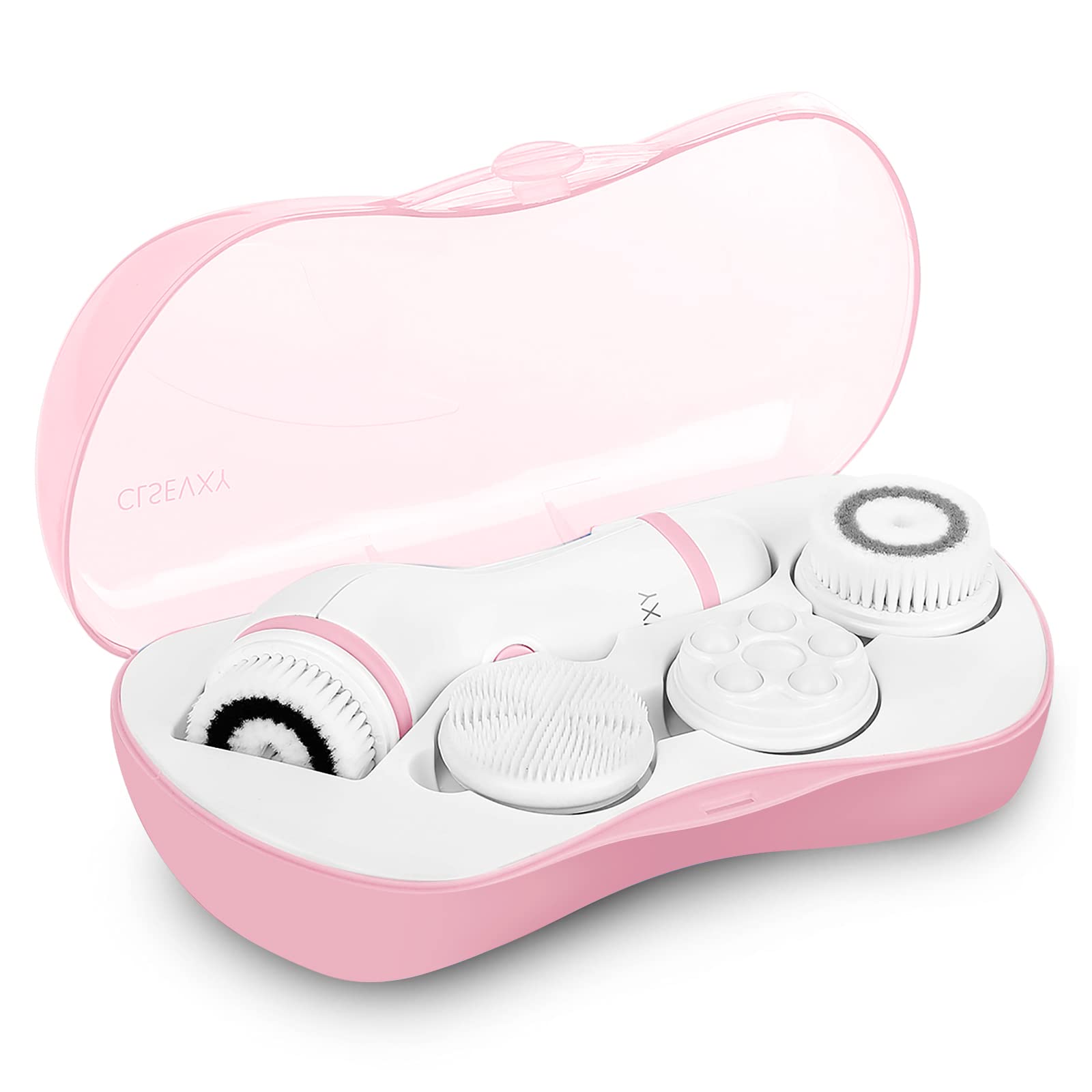 Waterproof Facial Cleansing Spin Brush Set with 4 Interchangeable Brush Heads - Electric Face Scrubber Cleanser Brush by CLSEVXY - Face brush for Deep Scrubbing, Gentle Exfoliating and Massaging