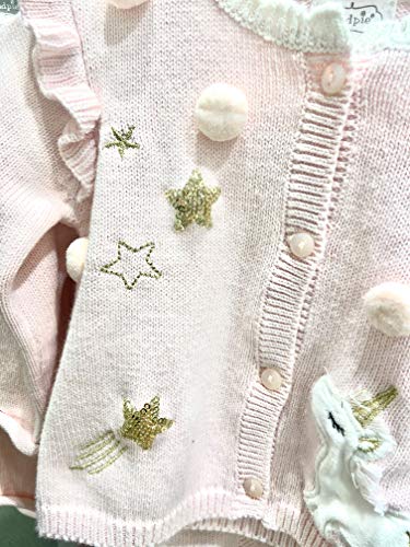 Mud Pie Girls' Kids Baby Magical Unicorn Dreams Cardigan Sweater, Pink, Large (4T-5T)