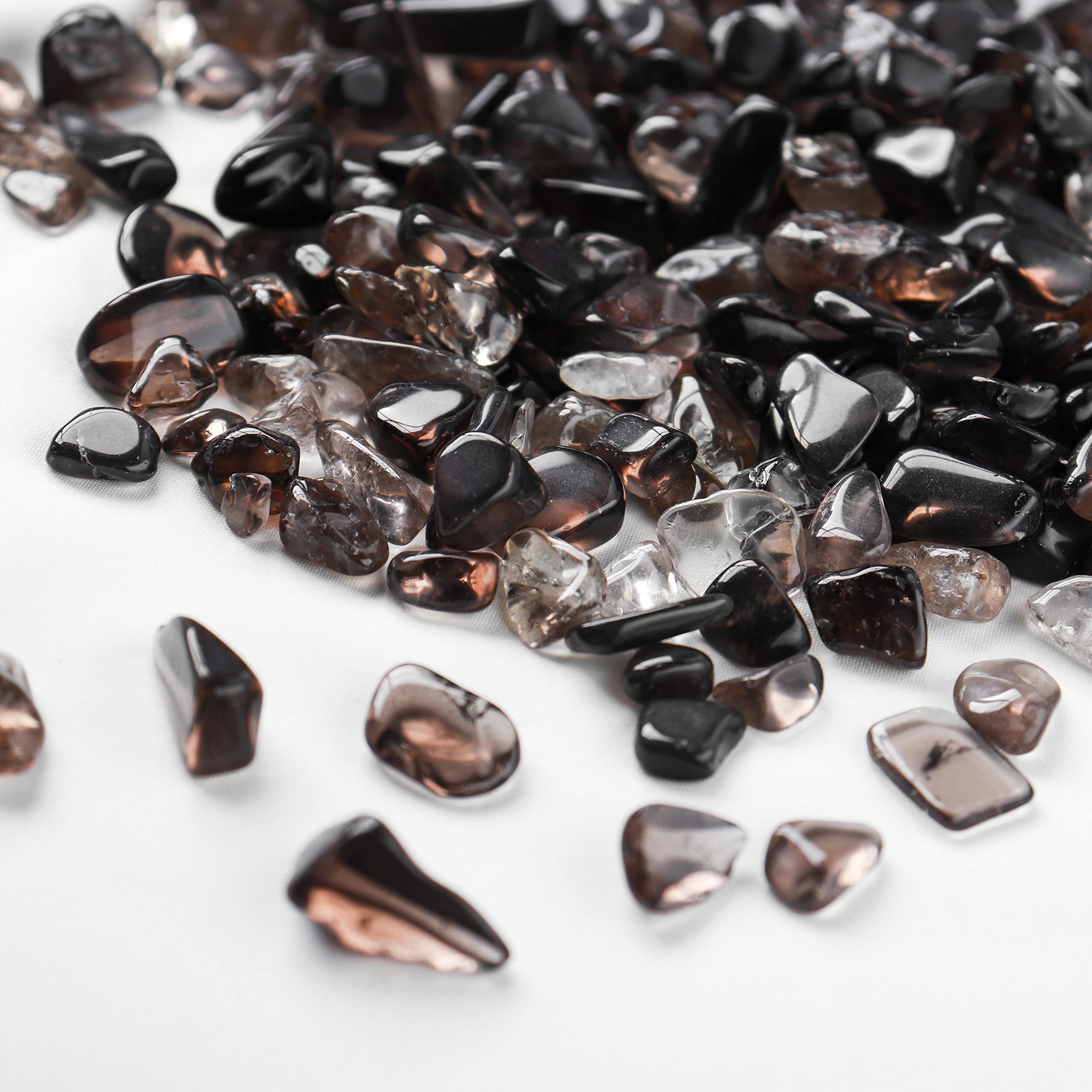 Runyangshi Natural Stones Irregular Shaped Small Tumbled Chip Gravel Crushed Gemstone Home Garden Fish Tank Decoration (Smoky Quartz, 9-12)