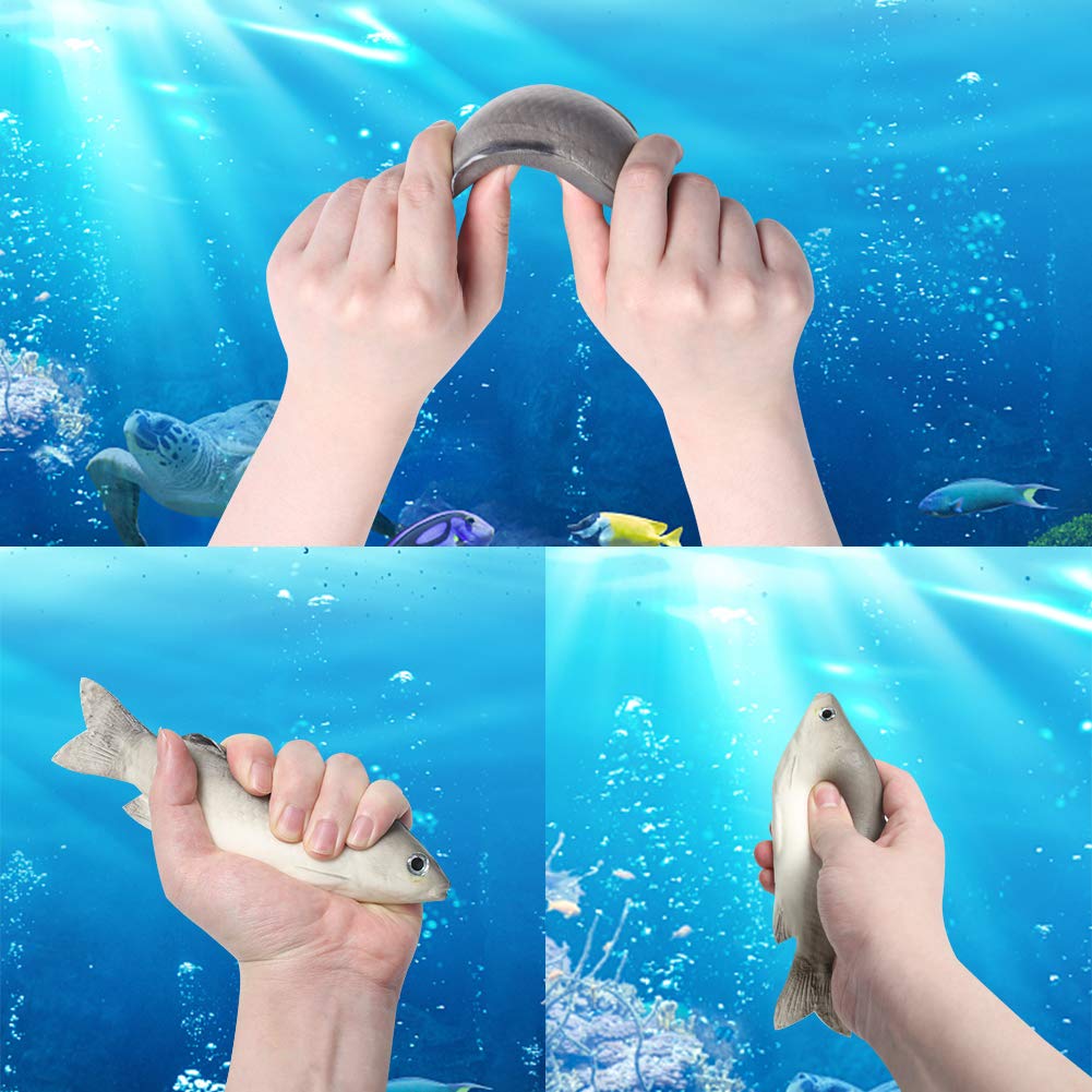BigOtters 4PCS Fake Fish, Artificial Sea Fish Realistic Fish Playset Model Food Display Kids Favor Toy Kitchen Decor Photography Props