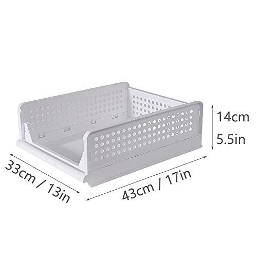PTBSZCWY Closet Organizers and Storage Shelves, Stackable Storage Bins, Plastic Clothes Organizer, Stackable Drawers for Clothes (White, 5.5 Tall)