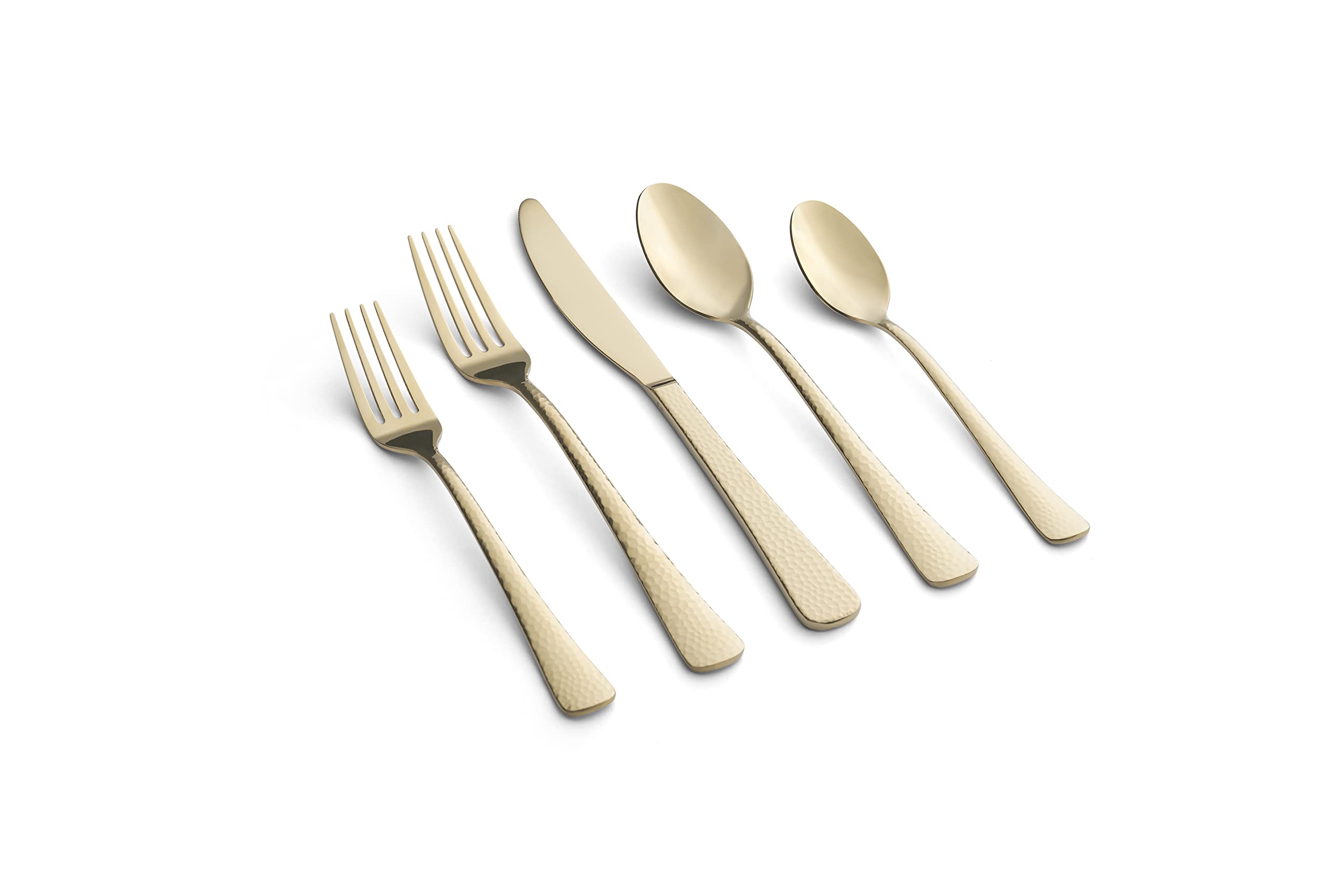 Cambridge Silversmiths Champagne Mirror Brody Hammered 20 Piece Flatware Set, Service for 4, 0
