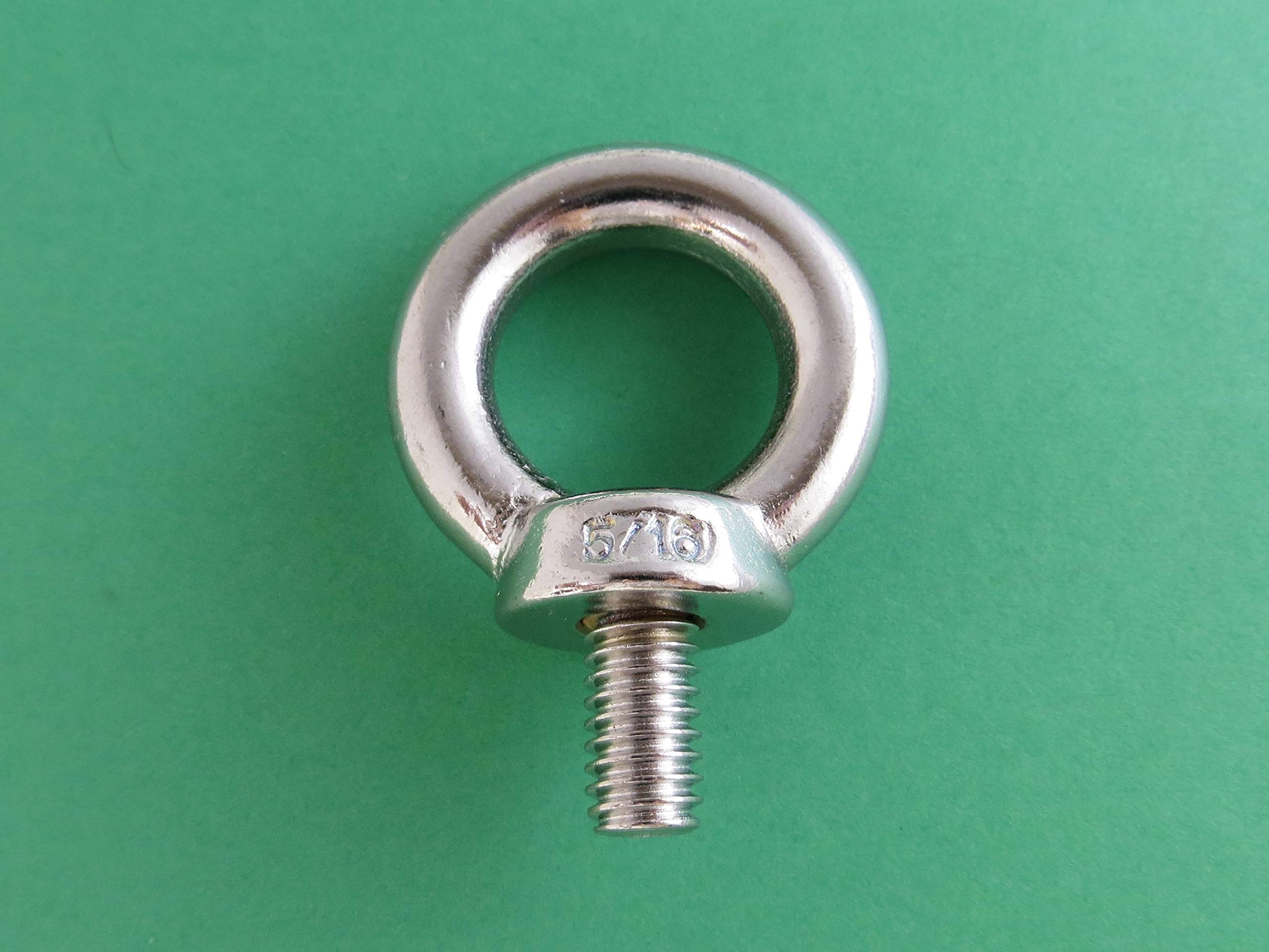 US STAINLESS Stainless Steel 316 Lifting Eye Bolt 5/16" UNC Marine Grade Heavy Duty Pitch of 18