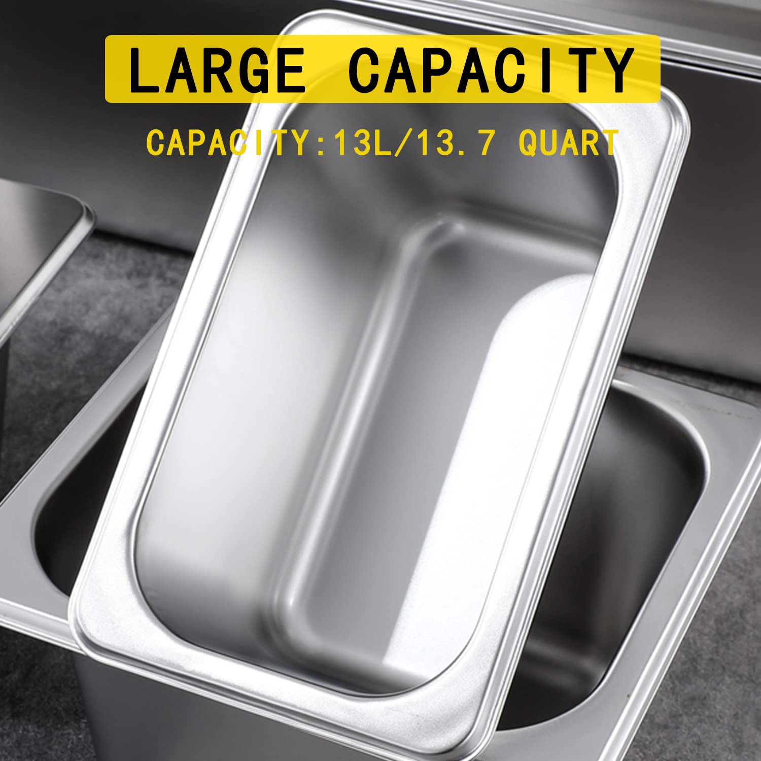 AiMaKoDo Hotel Pan 4" Deep with Lid 4 Pack Steam Table Pan Full Size 20.8" L x 12.8" W Stainless Steel Hotel Pan 22 Gauge Anti Jam Steam Table Pan