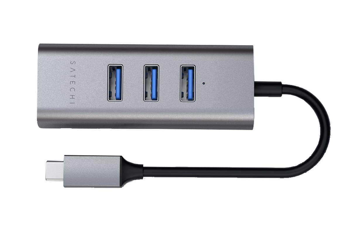 Satechi USB C Hub Adapter, USB C Adapter with 3 USB-A 3.0 Ports and Ethernet Port, for MacBook Pro/Air M1 M2 M3, Dell, HP, Surface, Lenovo, iPad, iPhone 15 - Space Gray