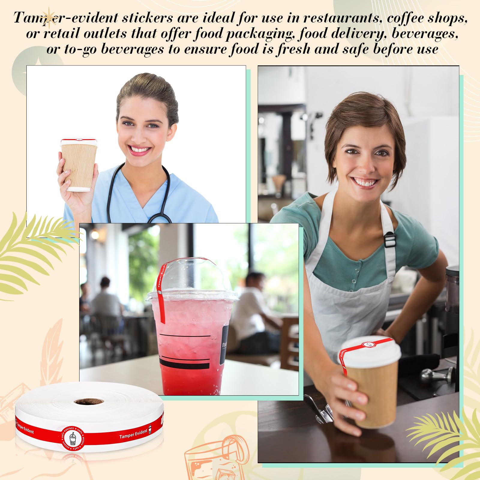 Skyygemm Safe Secure Tamper Evident Seals Stickers for Drink Lids 1" x 9" Food Delivery Stickers Sealed for Freshness Labels Drink Food Tamper Proof Stickers Tamper Evident Tape (Red,500 Pcs)