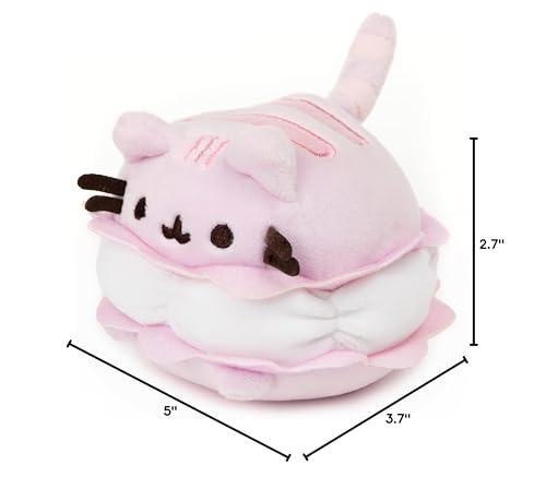 GUND Macaron Cookie Pusheen Sweet Dessert Squishy Plush Stuffed Animal Cat and Satisfyingly Stretchy Fabric, for Ages 8 and Up, Pink and White, 4”