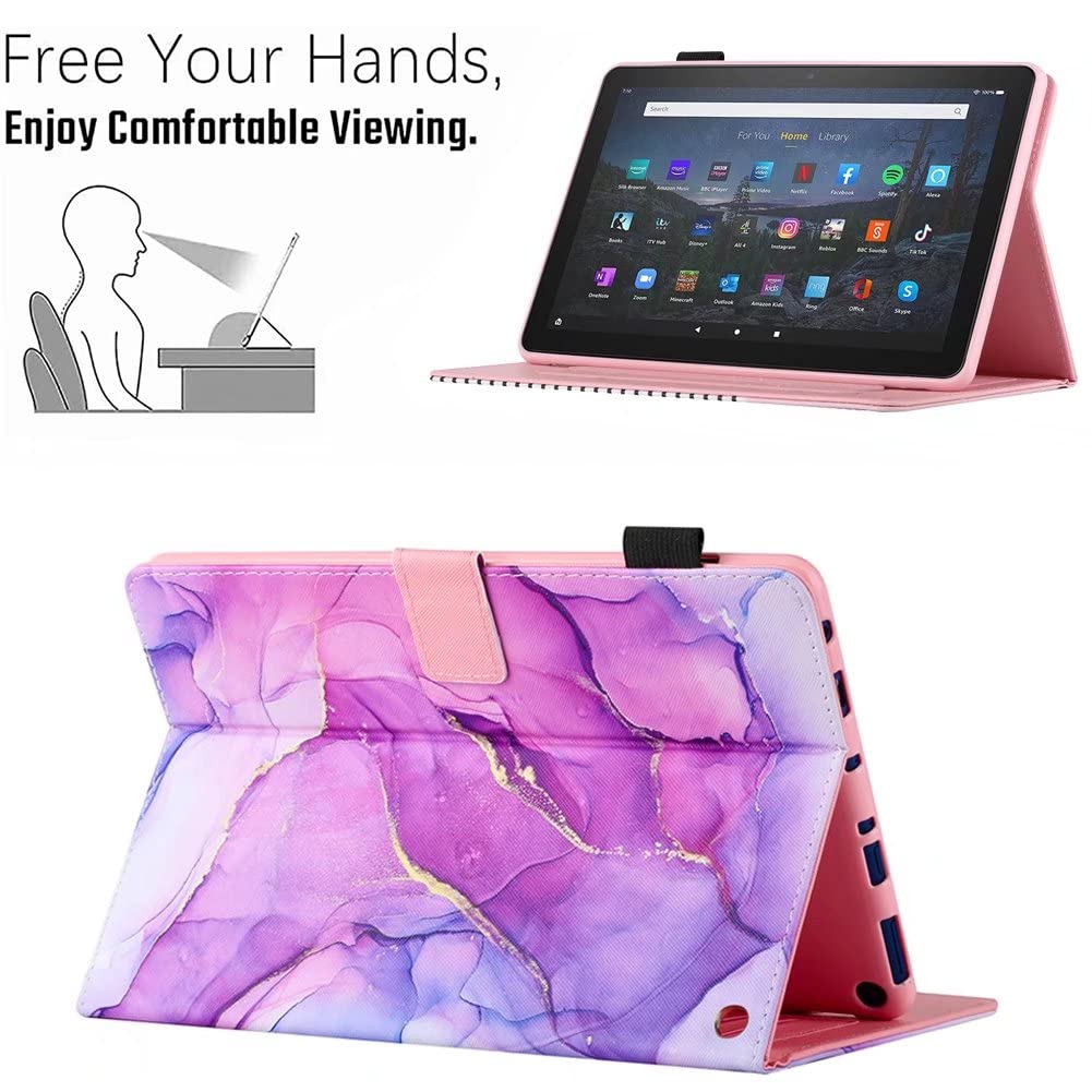 Amazon Fire HD 8 & 8 Plus Tablet Case (2020 10th Generation), Not Suitable for 7th/8th/9th Fire8, Premium PU Leather Stand Cover with Smart Auto Wake/Sleep, Purple Marble.