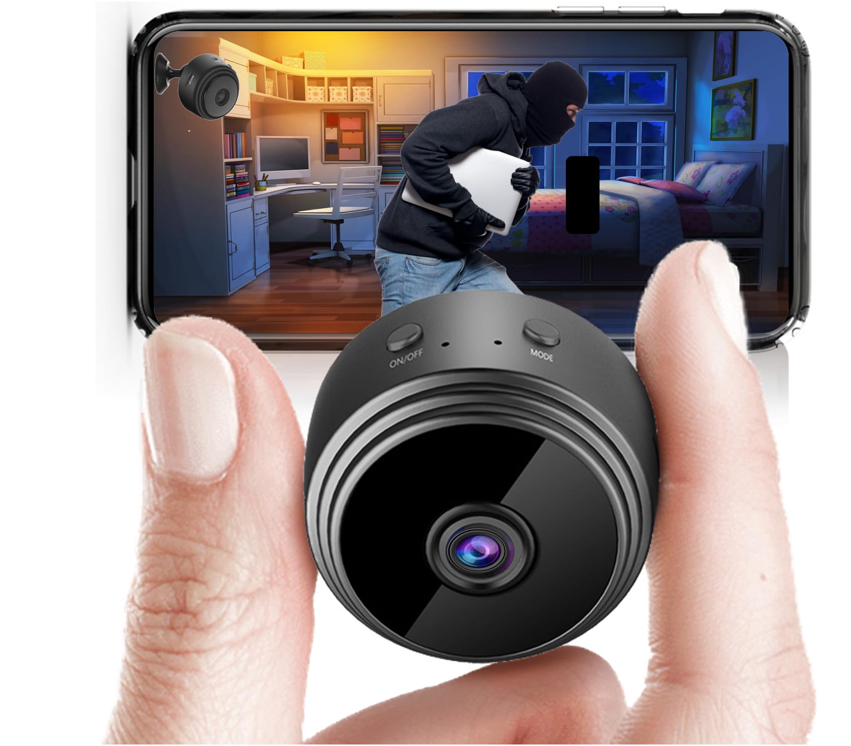 Mini Spy Camera Wireless Hidden Home WiFi Security Cameras with App 1080P, Bundle Night Vision Indoor Outdoor iPhone/Android Phone Small Nanny Cam for Cars etc