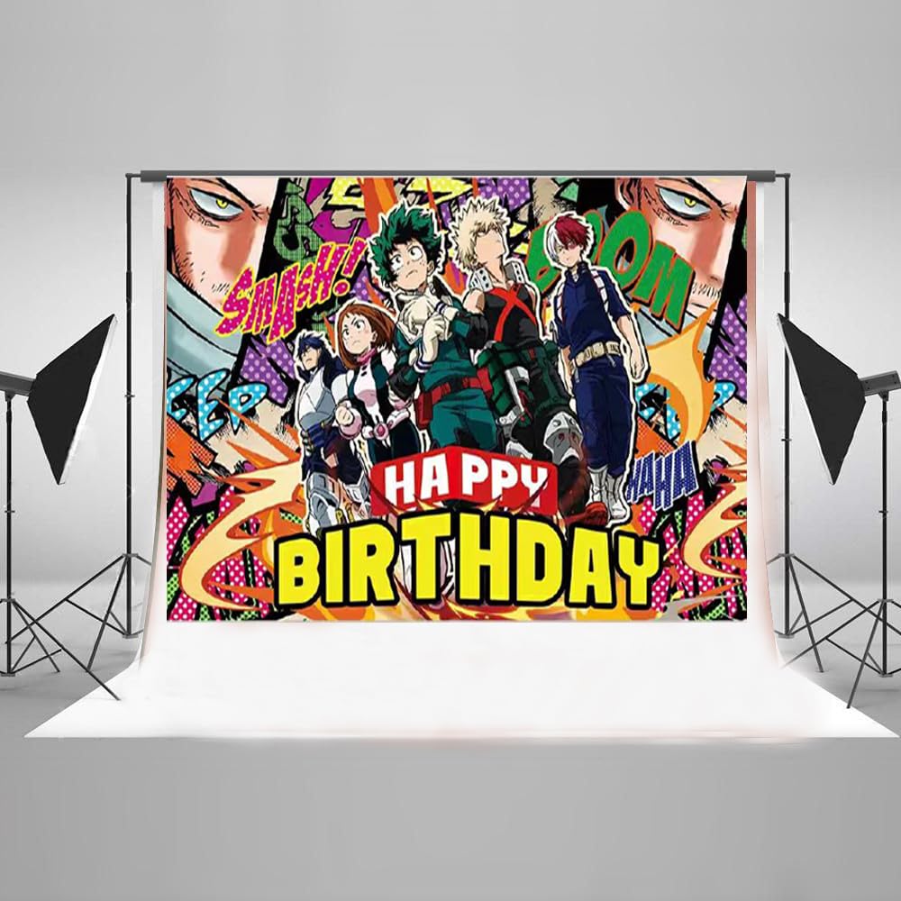 Backdrop Made for Birthday Decoration, Birthday Photography Backdrop for MHA Fans, Anime Birthday Decorations, Anime Party Supply