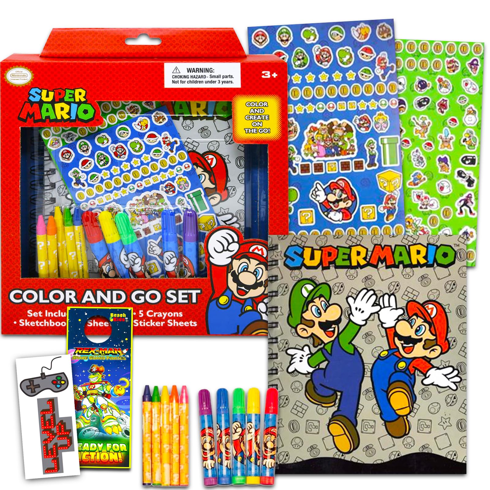 Nintendo Super Mario Sketchbook Set for Kids, Toddlers ~ 3 Pc Bundle With Mario Coloring Journal, Stickers, and More (Mario Drawing Pad Activity Kit)