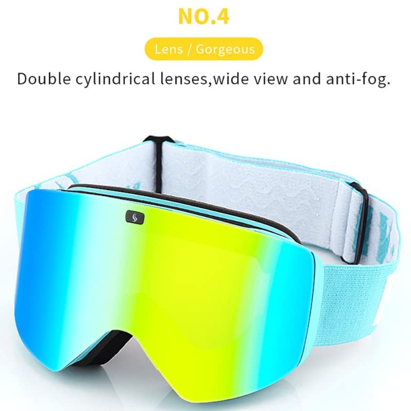 AHAKAC Magnetic Ski Goggles Snowboard Eyewear Double Layers Anti-Fog Cylindrical Ski Glasses Snow Goggles (Snowboard Goggles 01)