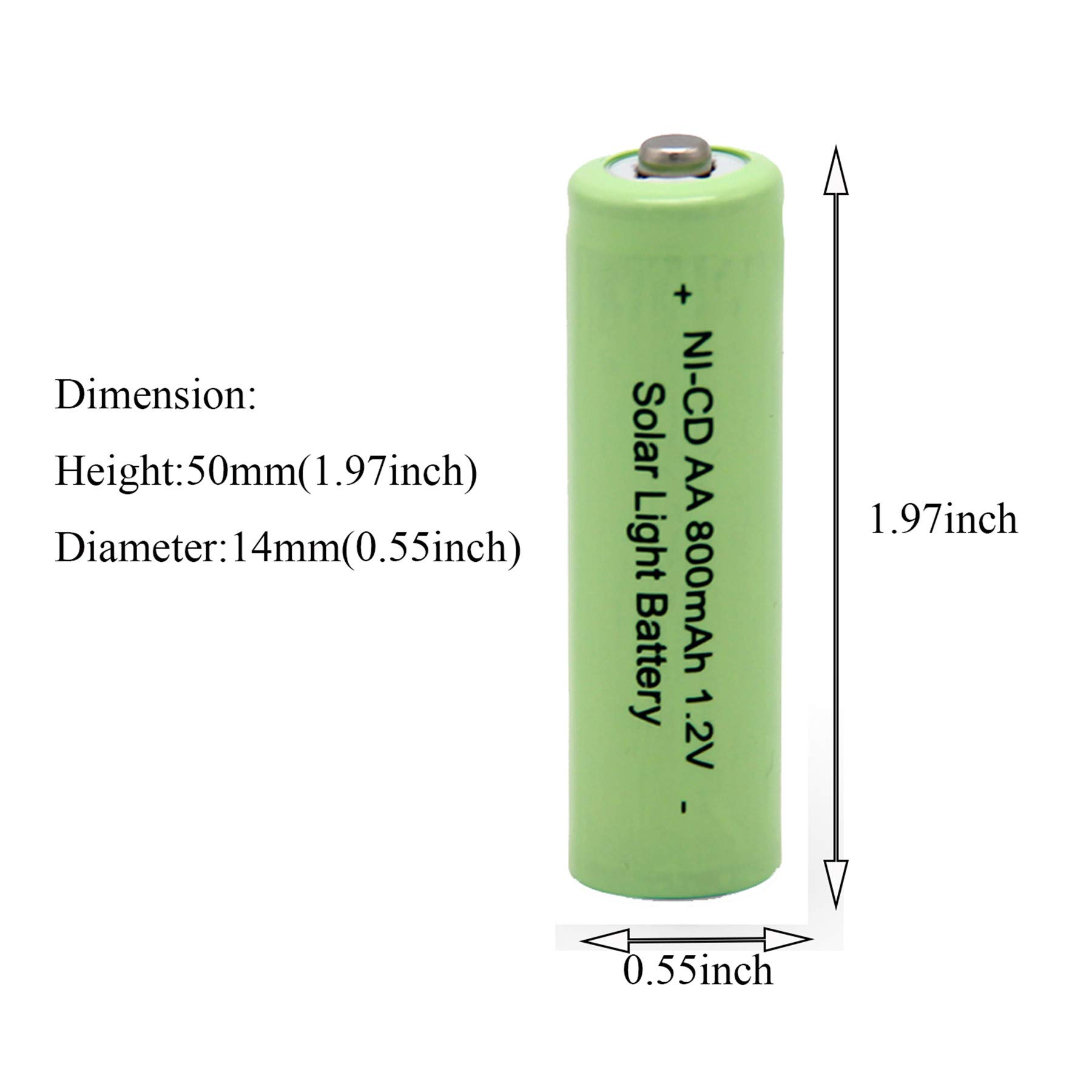 QBLPOWER Ni-CD AA 800mAh 1.2V Rechargeable Battery for Solar Outdoor Lights Lamp Garden Yard Lawn(8 Pieces)
