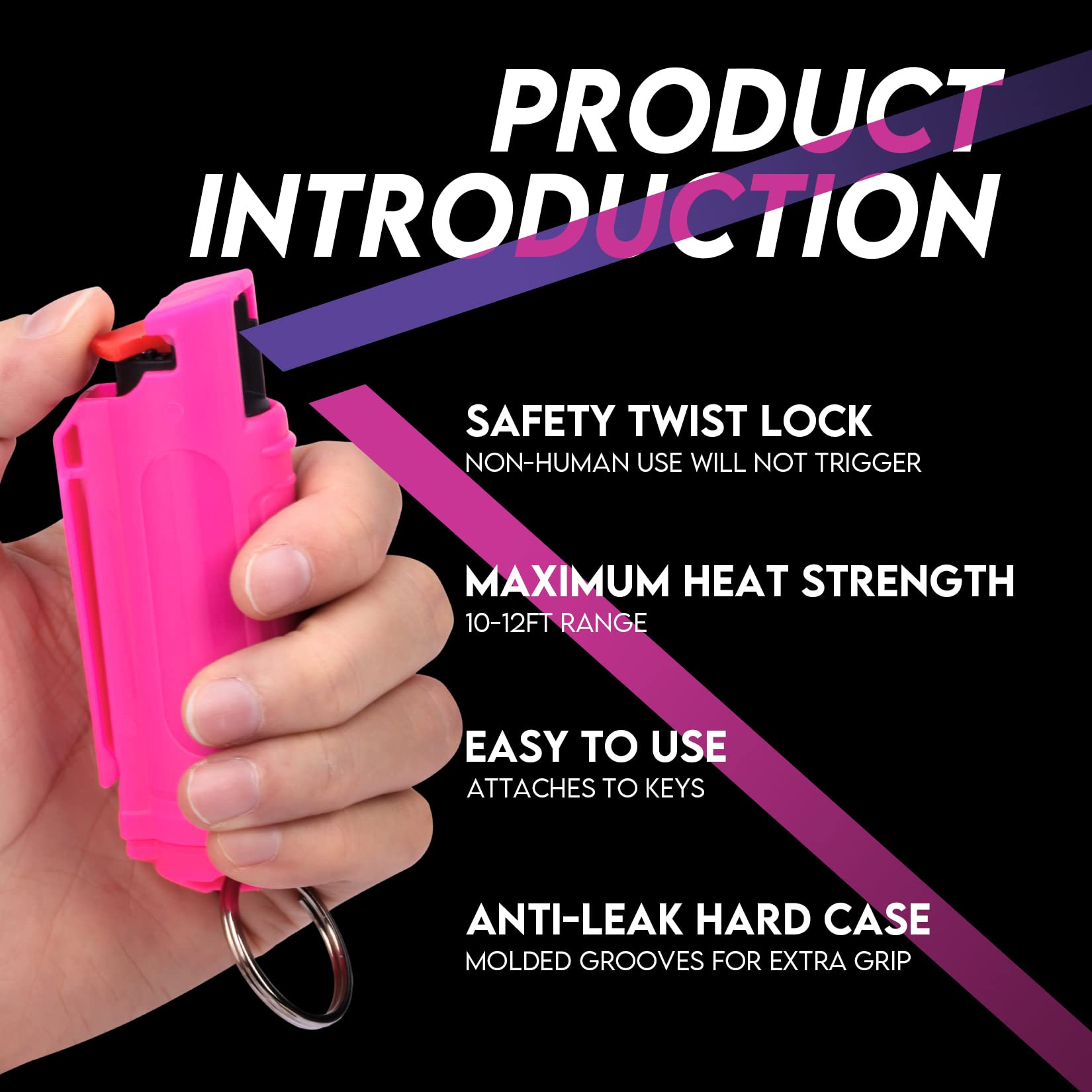 AIMHUNTER 4 Packs Pepper Spray Maximum Strength Pepper Spray Pepper Spray with Quick Release for Easy Access Finger Grip for Accurate Aim 12-Foot (3.5M) Range 25 Bursts