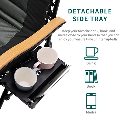 UDPATIO Zero Gravity Chair Set of 2 XL 30In Oversized Outdoor Anti Gravity Chairs Patio Lounge Folding Adjustable Chair with Cup Holder Foot Pad & Padded Headrest, Support 500lbs