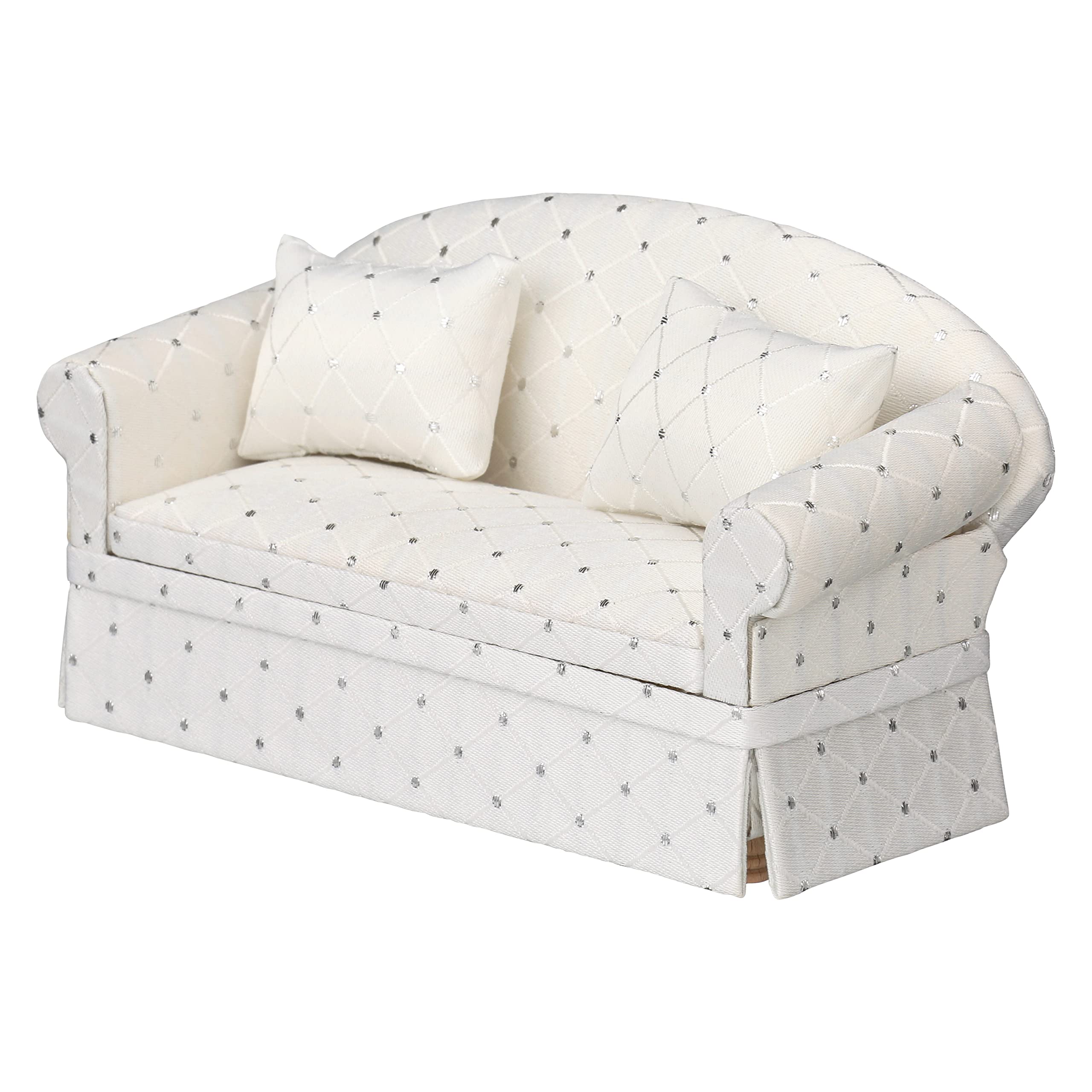 Dollhouse Sofa Couch, Upholstered Miniature Living Room Furniture Loveseat, Accessories for 6 inch Dolls, 1/12 Scale