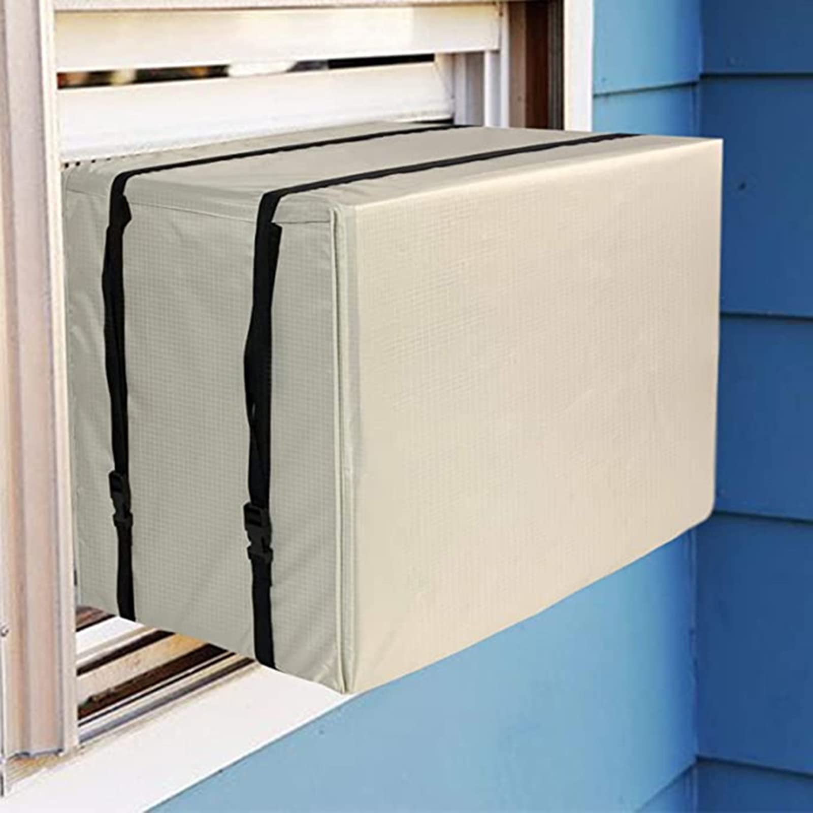 WskLinft AC Protective Cover Weather-Resistant Adjustable Straps Outdoor Window Air Conditioner Unit Defender for Office Beige M