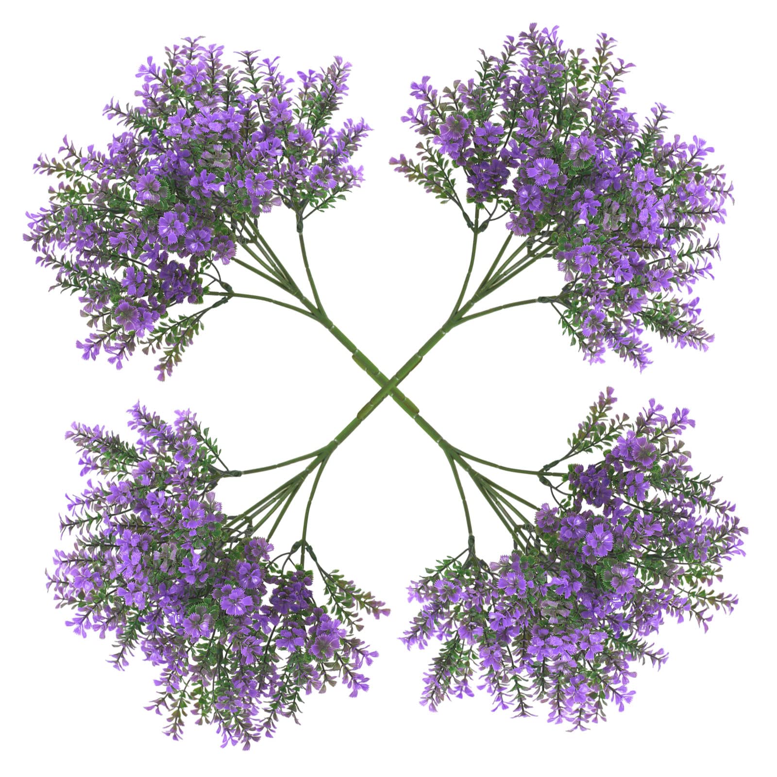 Milk&Honey 4 Bunches Four Leaf Clover Dense Leaves Artificial Plants Greenery for Home Decor Indoor Outdoors Home Garden, Living Room, Dining Table, Bedroom Decoration (Purple), 11.5x11x11 inches