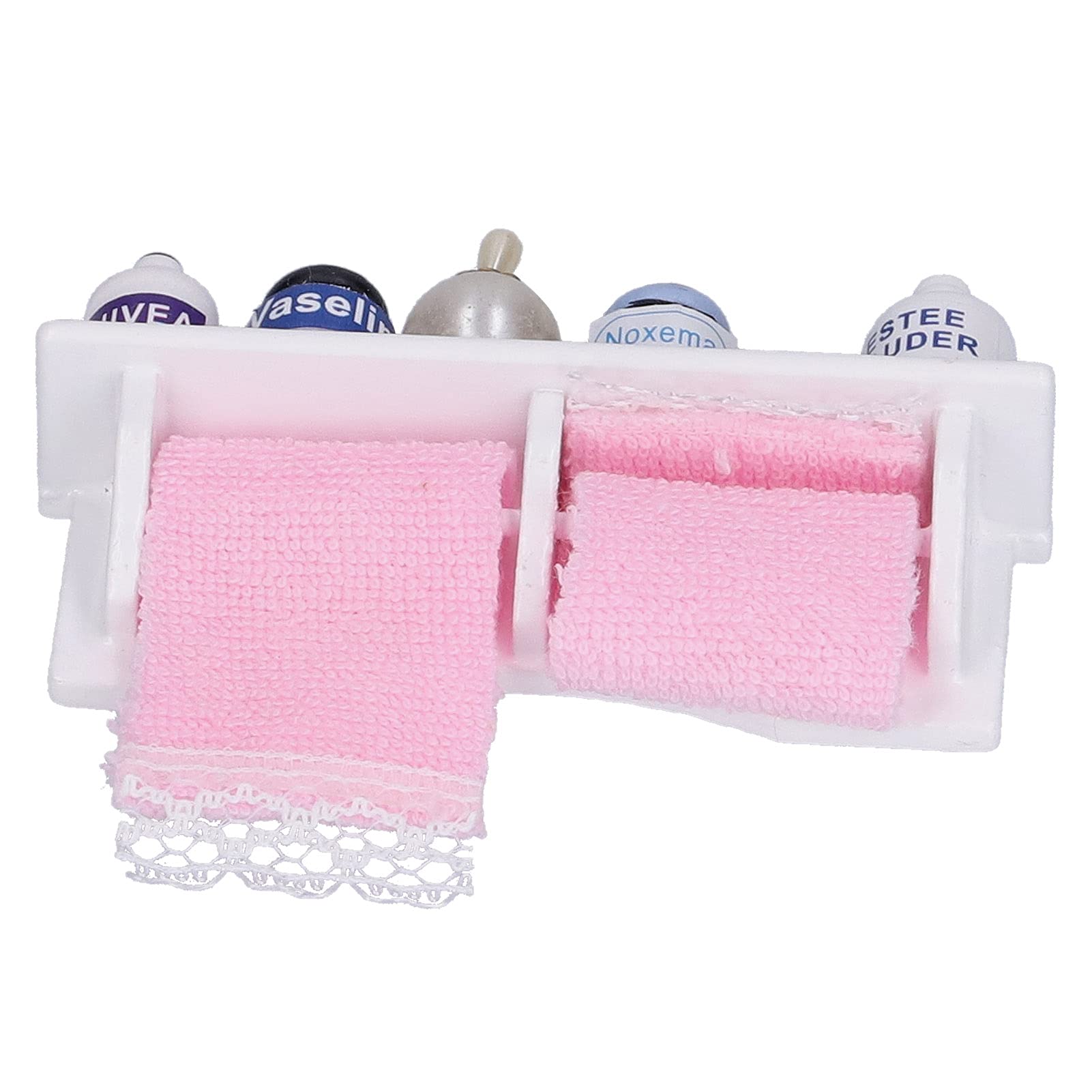 Dollhouse Wooden Towel Rack Bottles, 1:12 Simulation Miniature Furniture Model Toy for Dollhouse Bathroom Decoration Accessories
