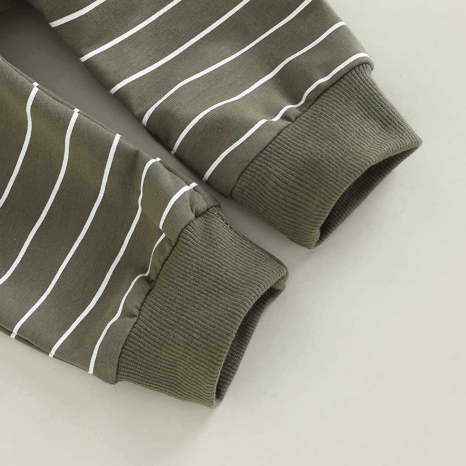 Baby Boy Clothes 3 6 9 12 18 24M 3T Pants Set Hooded Patchwork Hoodie Striped Sweatpants Fall Winter Outfit (C-Army Green, 6-12 Months)