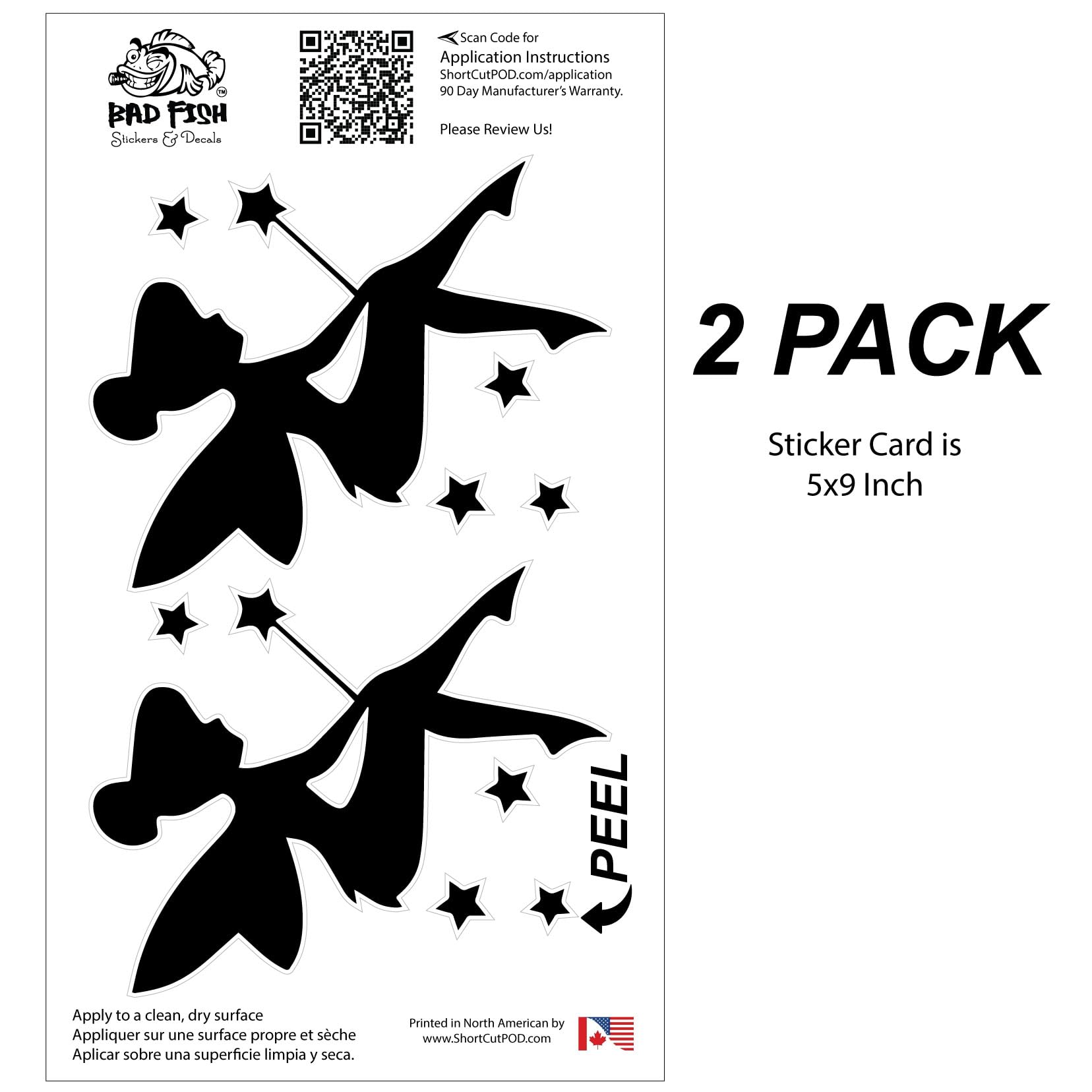 Bad Fish Custom Decals 0105-2 Pack Sticker Card Lightswitch Vinyl Decal Sticker Tinkerbell Fairy – for Light Switch, outlets or Any Ledge - Wall, Vehicle, Computer, Home Decor, Bedrooms or Nursery