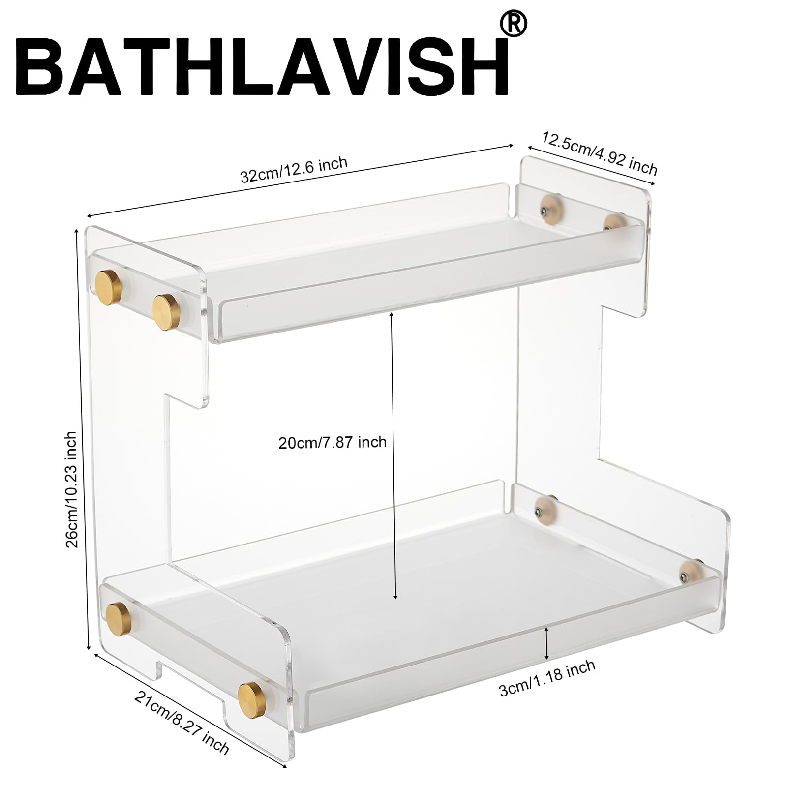BATHLAVISH Frosted Bathroom Countertop Organizer, Acrylic Vanity Counter Organizer, 2-Tier Cabinet Organizer Makeup Cosmetics Storage Vanity Holder for Lipstick