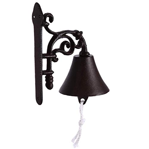 YHRR 1 Set Cast Iron Wall Hanging Bell,Christma Bells Welcome Ship Bell Hand Shaking Doorbell, Wall Mounted Dinner Bell, Metal Wall Art Decoration for Indoor Outdoor Garden Home