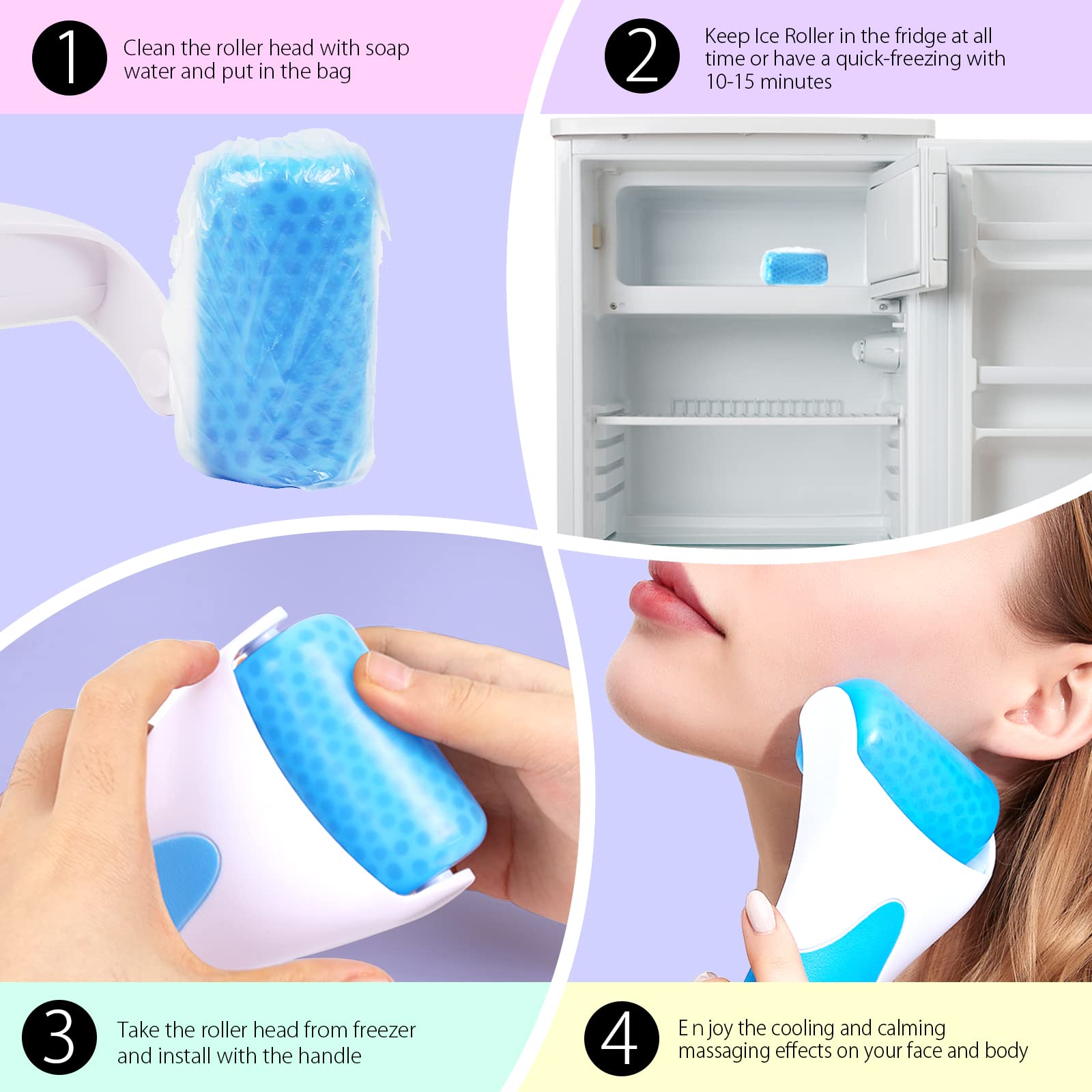 Teenitor Blue Ice Roller for Face, Ice Face Roller, Face Massager Tool, Puffiness Migraine Pain Relief and Minor Injury, Face Roller Skin Care