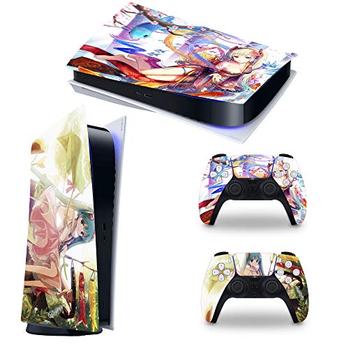 Anime Singer Girl - PS5 Standard Edition Console and Controller 5 Controller Skin Set - PlayStation 5 Vinyl