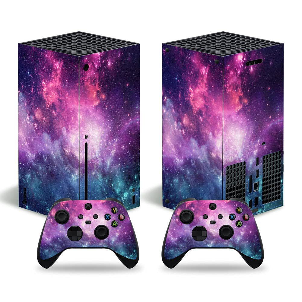 FOTTCZ Vinyl Skin for Xbox Series X Console and Controllers, Sticker Decal Protect Xbox Series X Devices - Light Purple Ancient Nebula