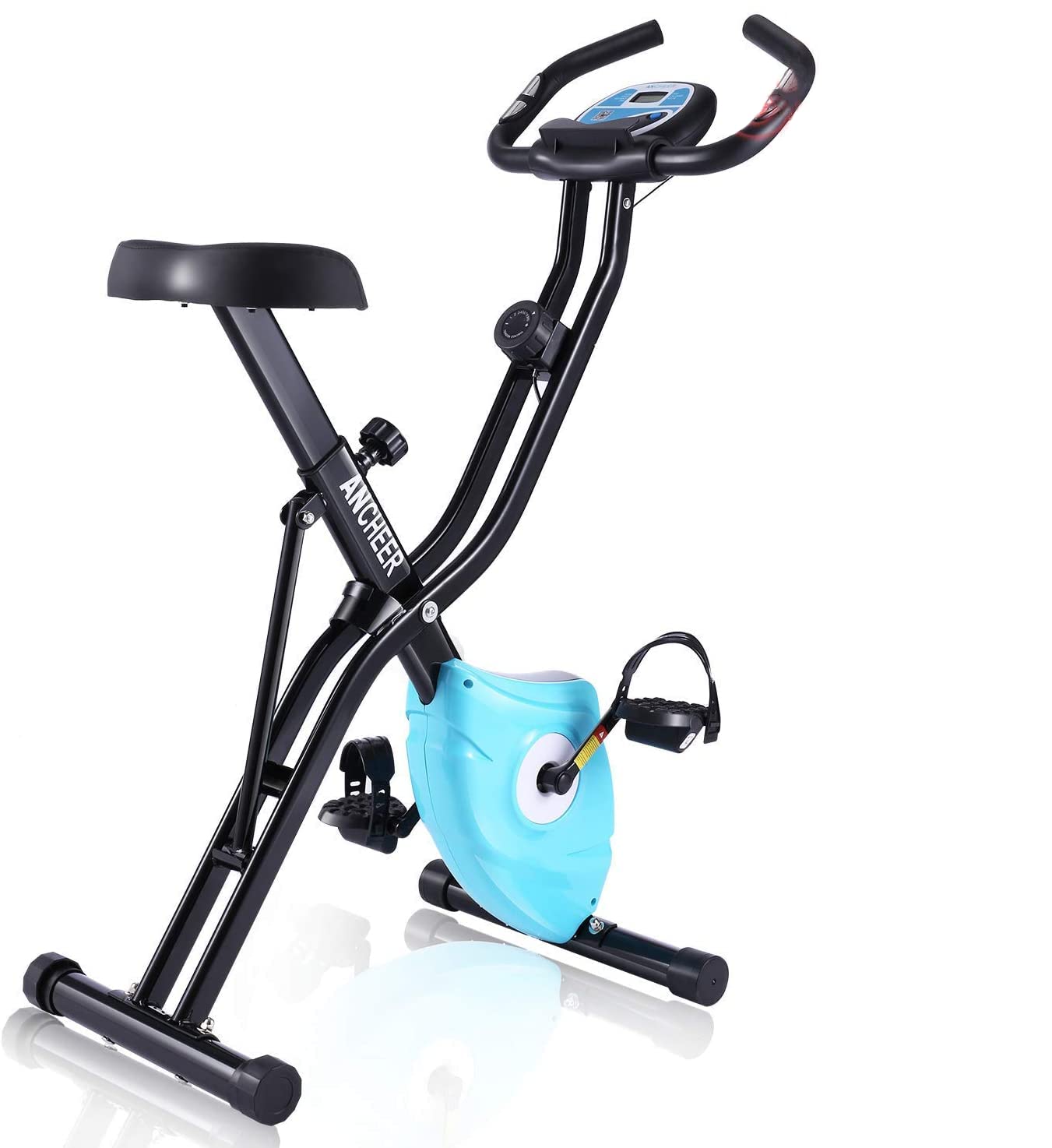 ANCHEER Magnetic Resistance Exercise Bike, Folding Indoor Upright Bike with App Program, Compact Recumbent Total Body Workout Bike with Tablet Stand & Large and Comfortable Seat