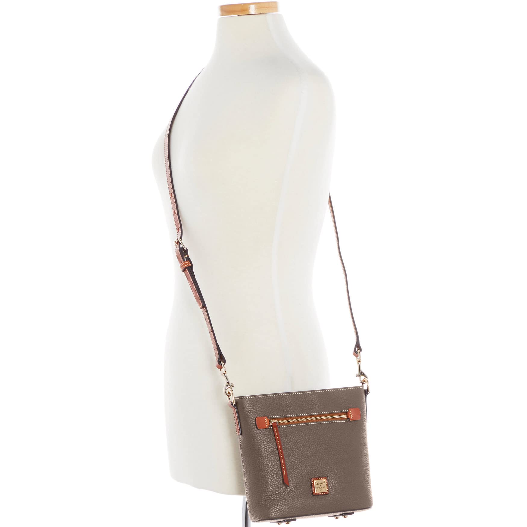 Dooney & Bourke Handbag, Pebble Grain Small Zip Crossbody - Grey