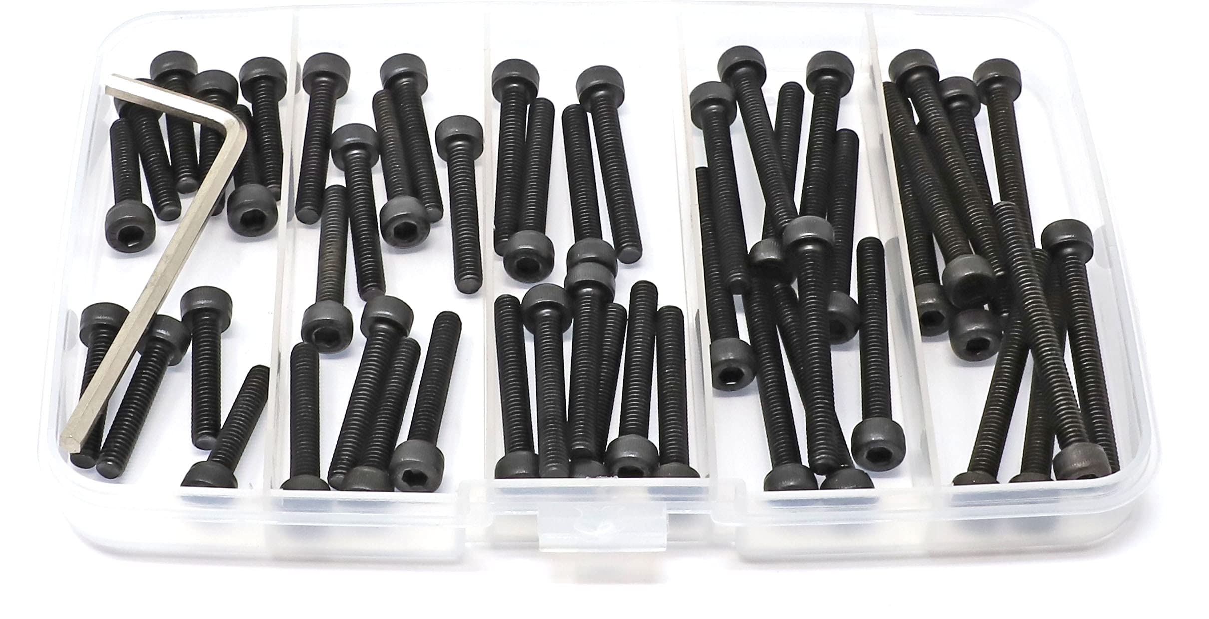 iexcell 50 Pcs M4 x 20/25/30/35/40 Alloy Steel 12.9 Grade Hex Socket Head Cap Screws Bolts Assortment Kit, Black Oxide Finish