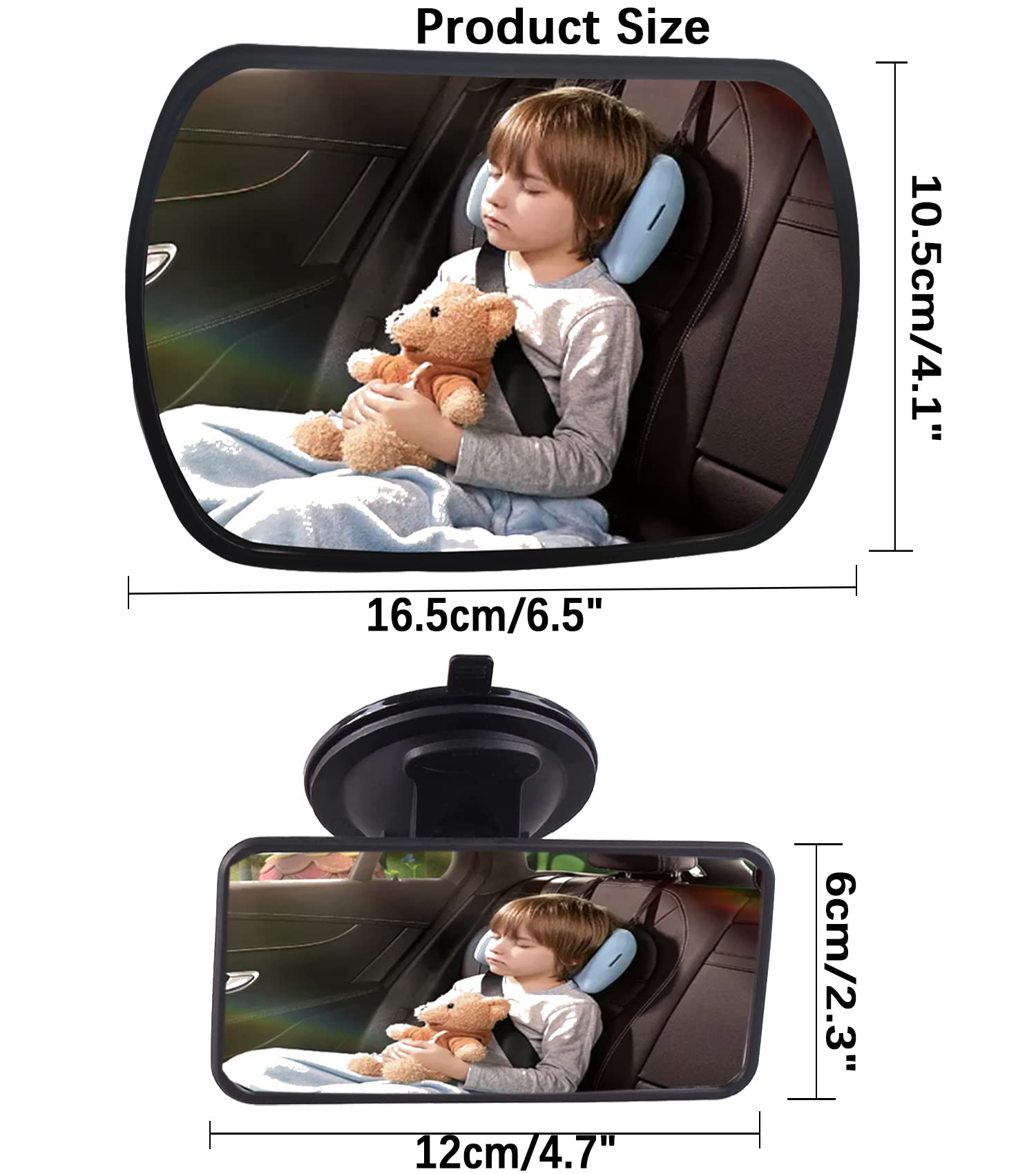 Baby Car Mirror 2 pack, Baby Mirror for Car Suction Cup Forward Facing Infant Mirror 360 °Adjustable Car Seat Mirror for Baby Rear Facing