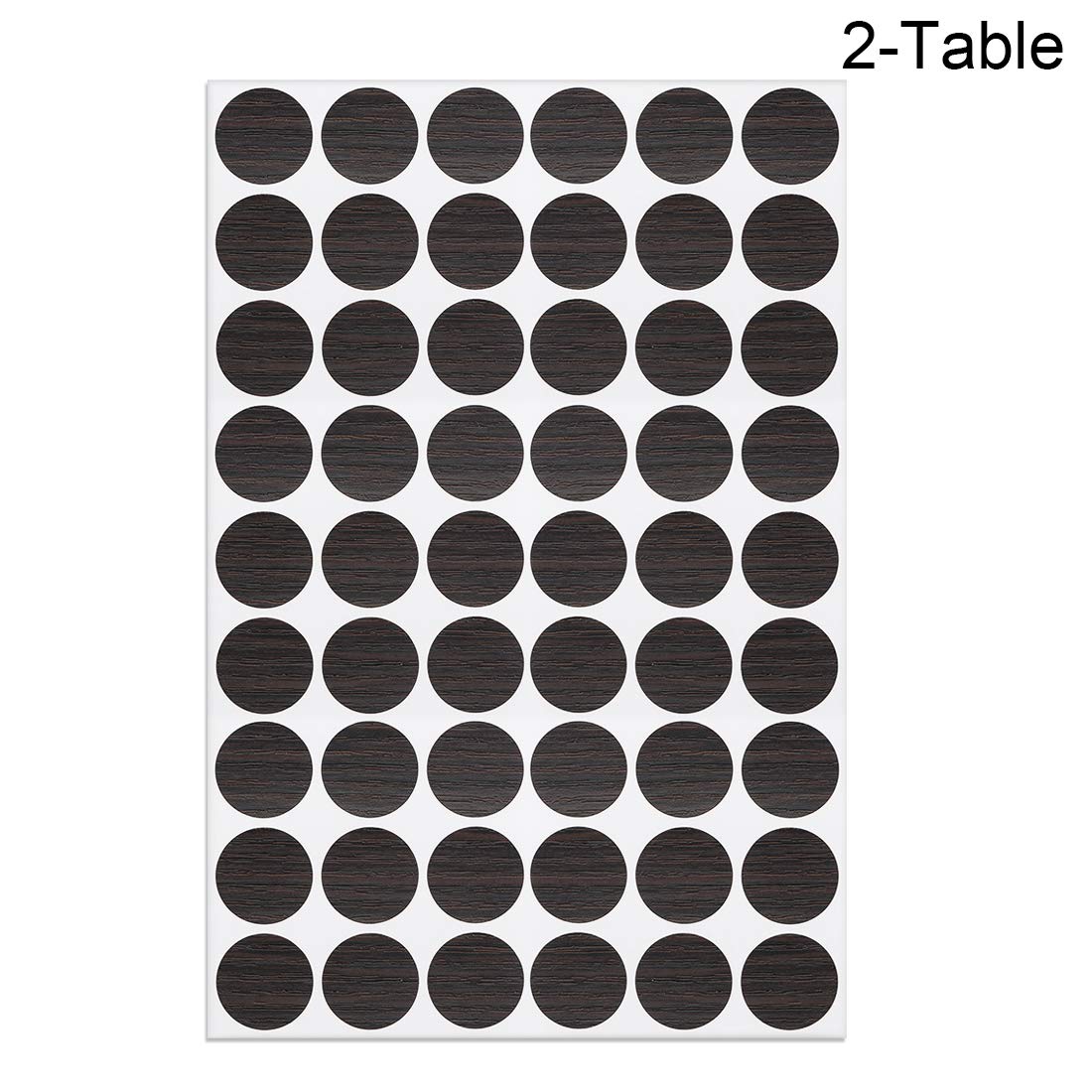 uxcell Screw Hole Covers Stickers Textured Plastic Self Adhesive Stickers for Wood Furniture Cabinet Shelve Plate 21mm Dia 108pcs in 2Sheet Dark Coffee with Grain