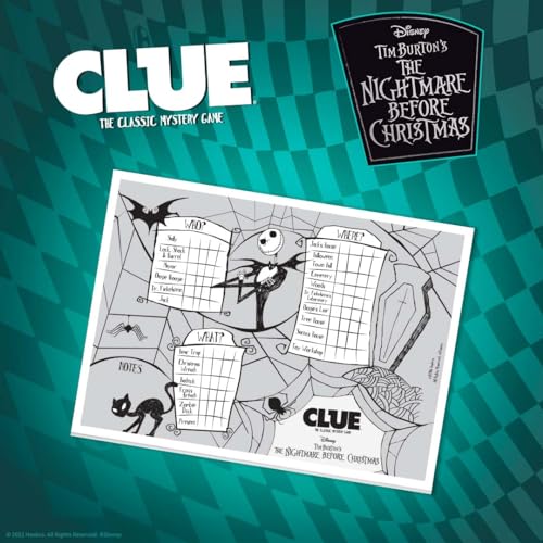 CLUE: Disney The Nightmare Before Christmas | Collectible Clue Game Based on Disney Classic Film | Officially-Licensed Game with Familiar Locations and Iconic Characters