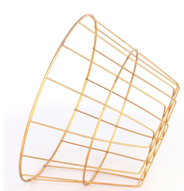 LSM Set of 2 Essentials Round Gold Iron Baskets, 7.875x4.75 in. Bundle with Oggetto