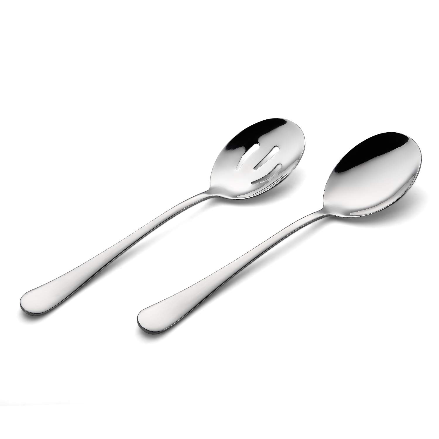 AYFDISHS 4-Piece Serving Spoons Set - Includes 2 Serving Spoons and 2 Slotted Spoons, Large Cutlery for Catering Buffet, Mirror Polished, Dishwasher Safe, 8.6 Inches