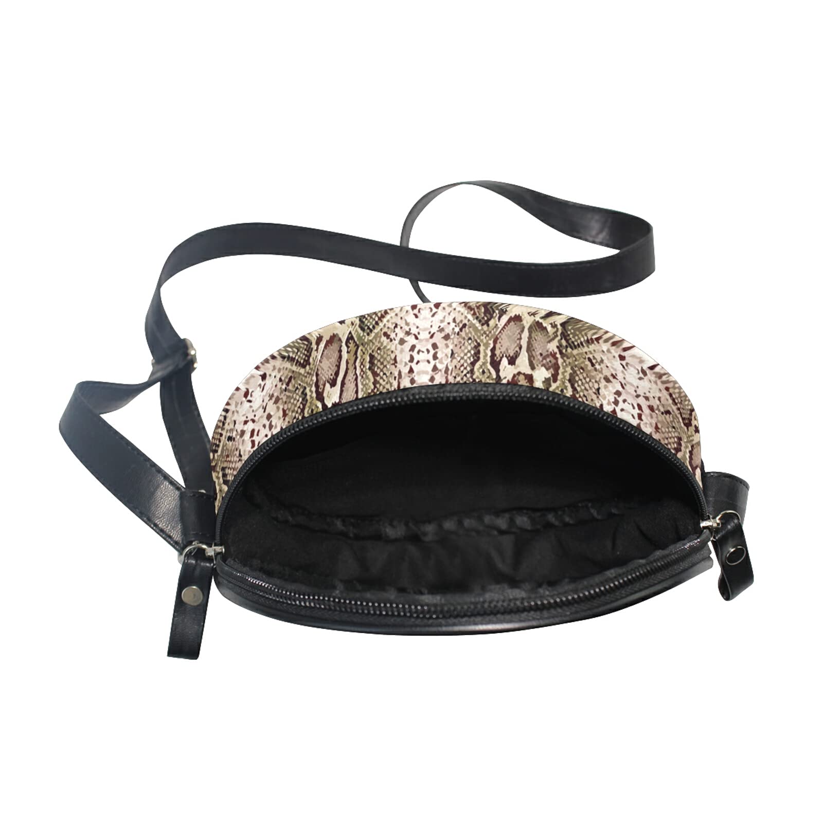 OTVEE Snake Print Animal Skin Crossbody Bag Small Canvas Shoulder Round Bag for Women