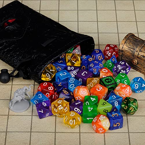 Drawstring Bag PU Leather Dice Pouch Perfect for RPG, D&D, Game